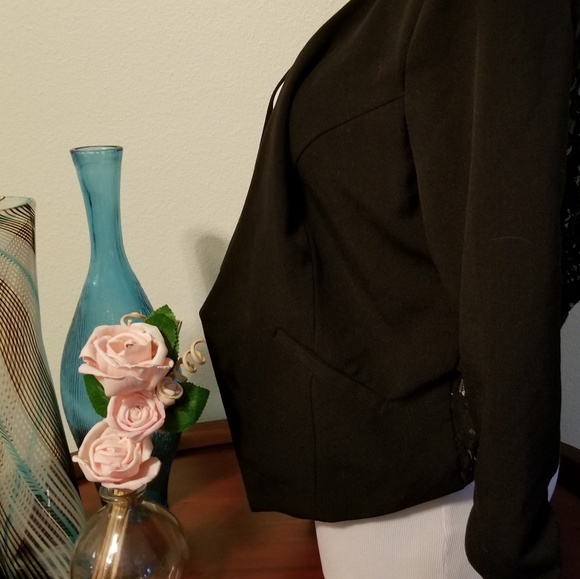 Iz Byer | Jackets & Coats | Iz Byer Black Blazer With Lace Back | Poshmark